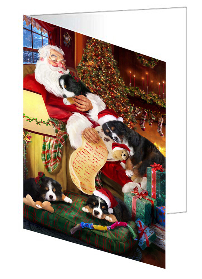 Christmas Santa Sleeping with Gifts Dogs Cats Greeting Invitation Card ...